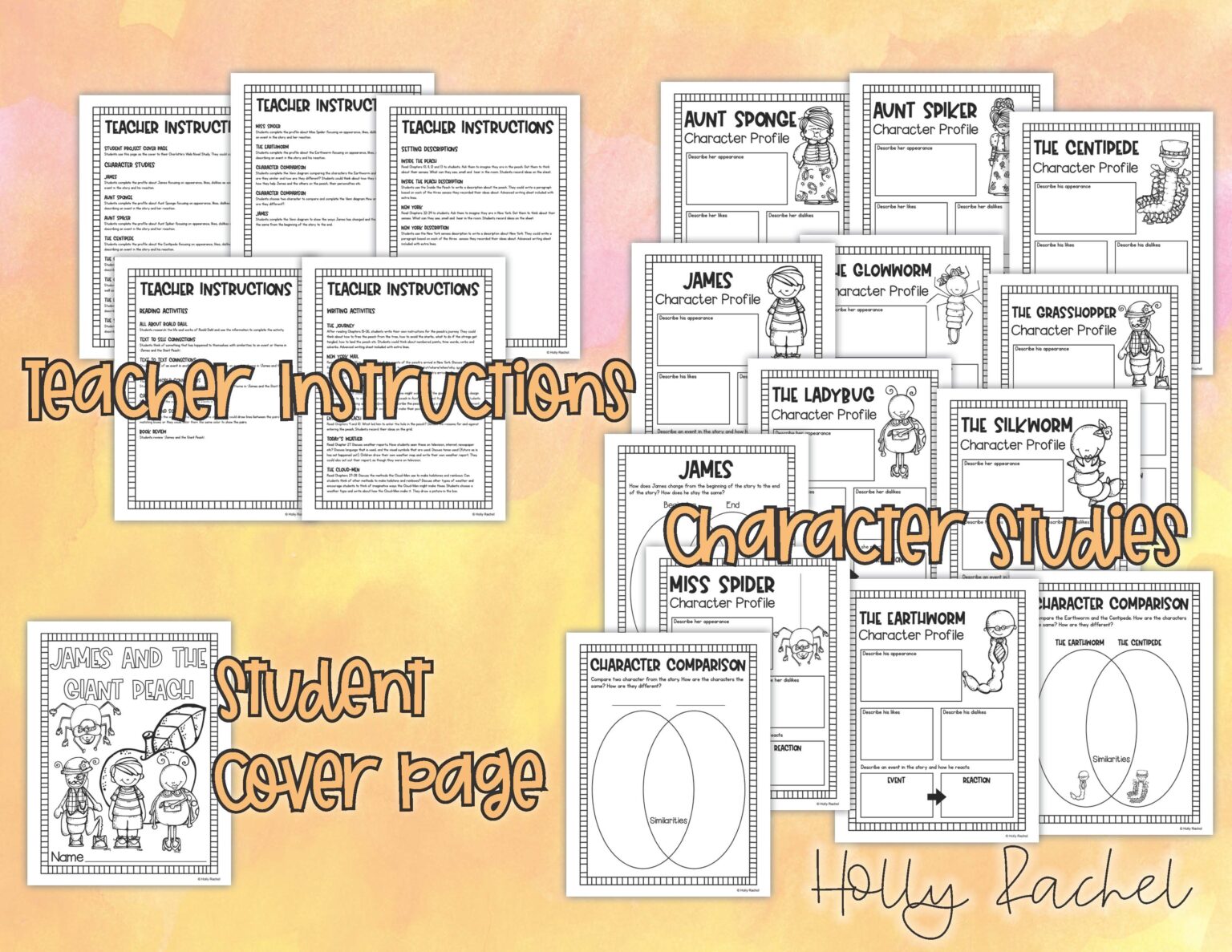 James and the Giant Peach Novel Study Activities - Teach with Holly Rachel